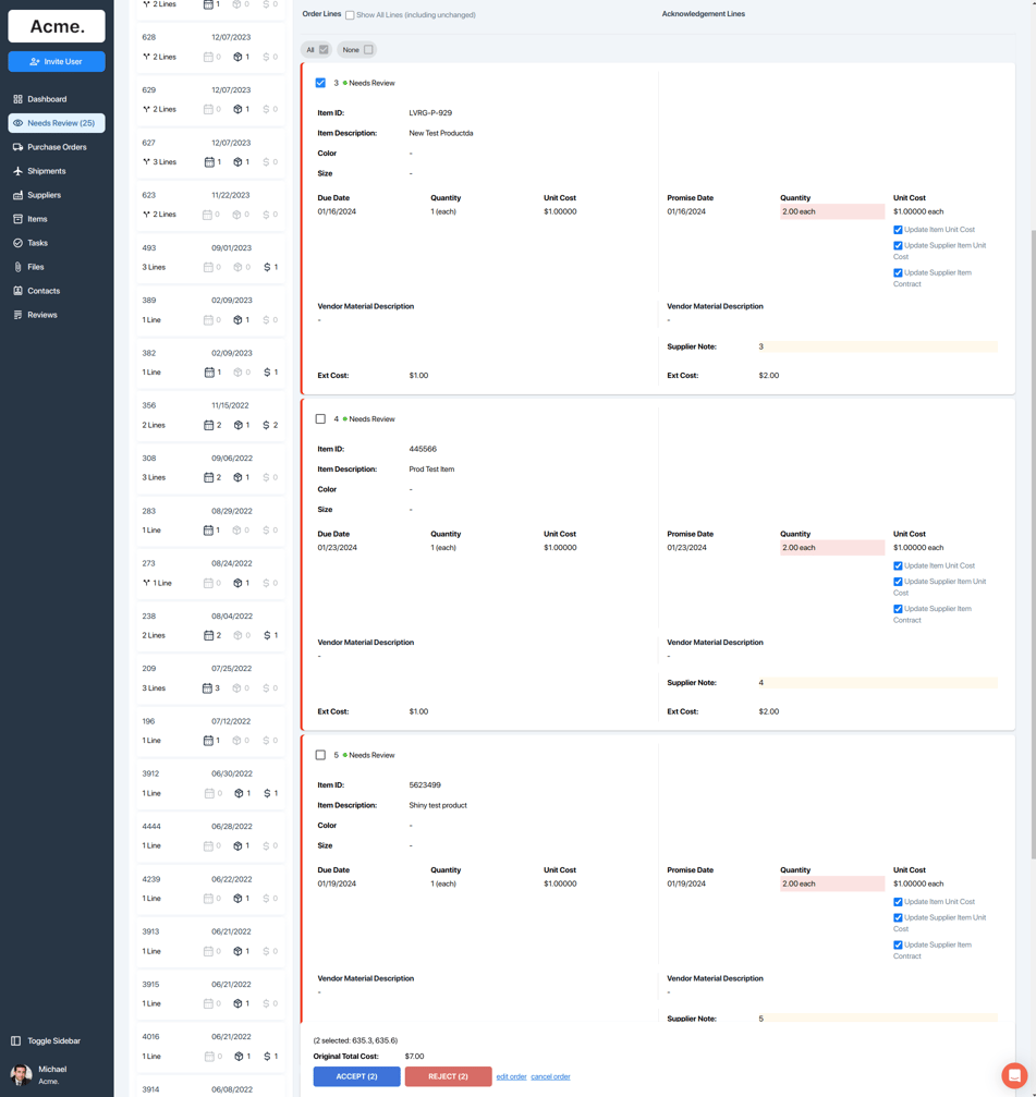 New Product Feature: Bulk Accept or Reject Purchase Orders